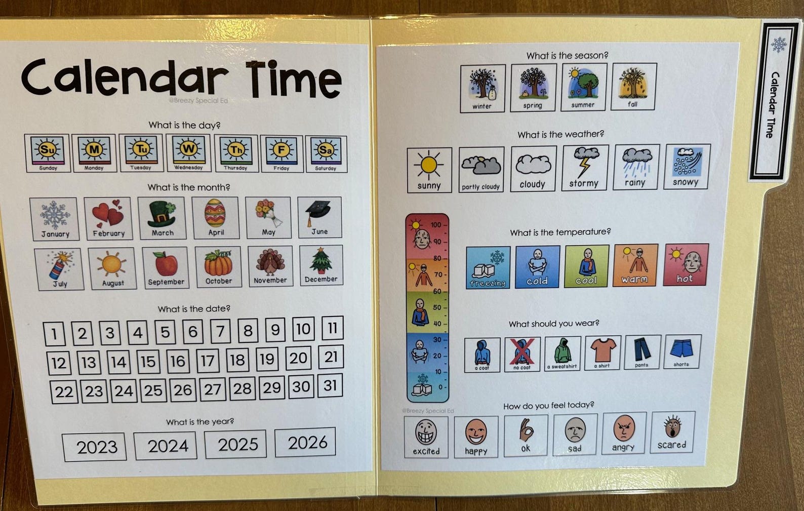 NEW!!! Morning Meeting Calendar Time Book and File Folder for Special ...