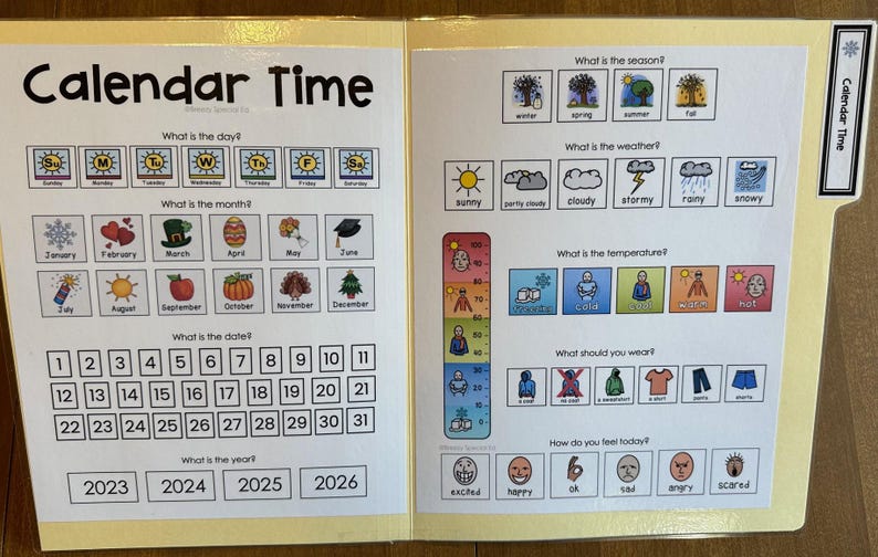 NEW!!! Morning Meeting Calendar Time Book and File Folder for Special ...