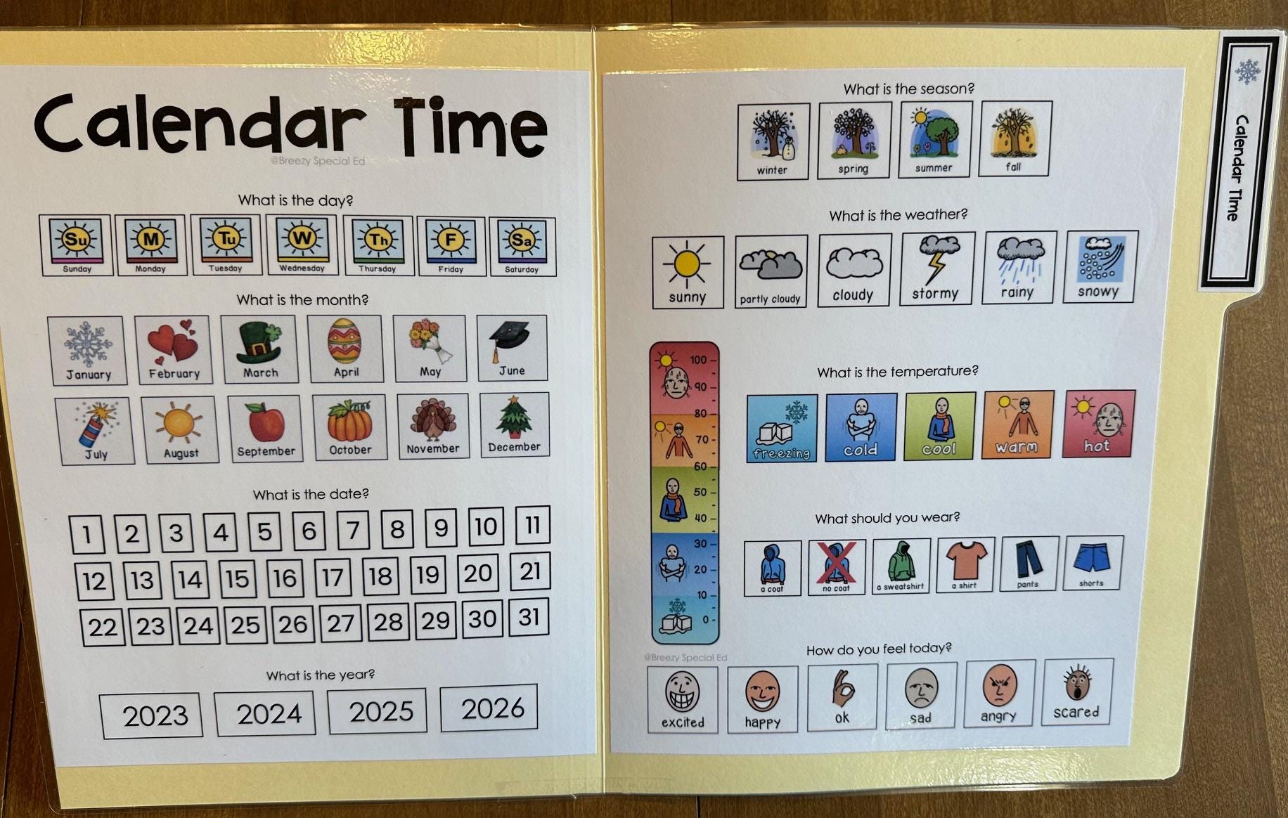 NEW!!! Morning Meeting Calendar Time Book and File Folder for Special ...