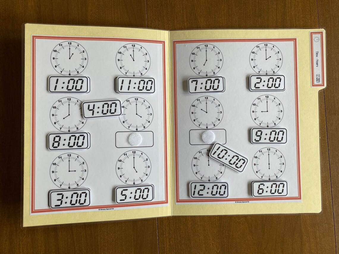 Telling Time File Folders for Special Education With Color | Etsy