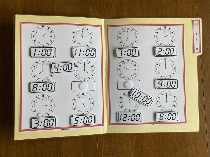 Telling Time File Folders for Special Education With Color Support (10 ...