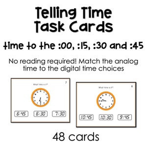 Telling Time Task Cards for Autism and Special Education - Etsy