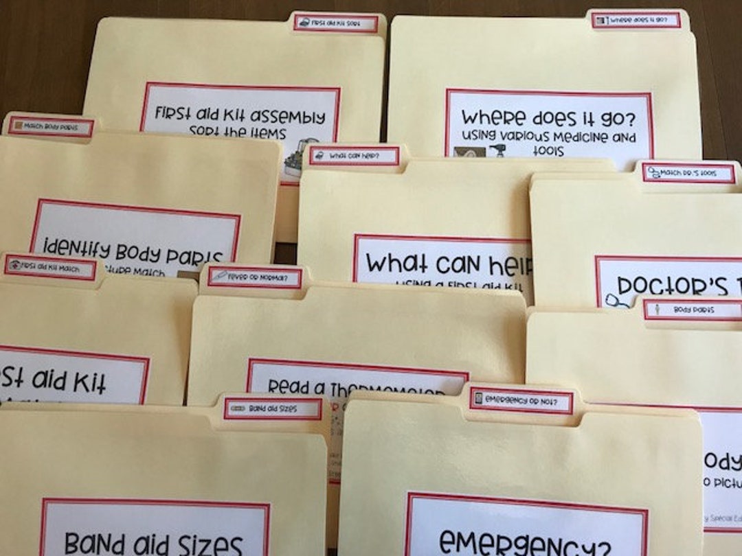First Aid Life Skill File Folders for Special Education 10 Pk - Etsy
