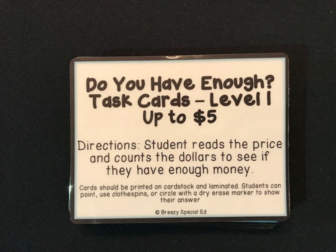 Do You Have Enough Money? Money Math Task Cards for Special Education ...