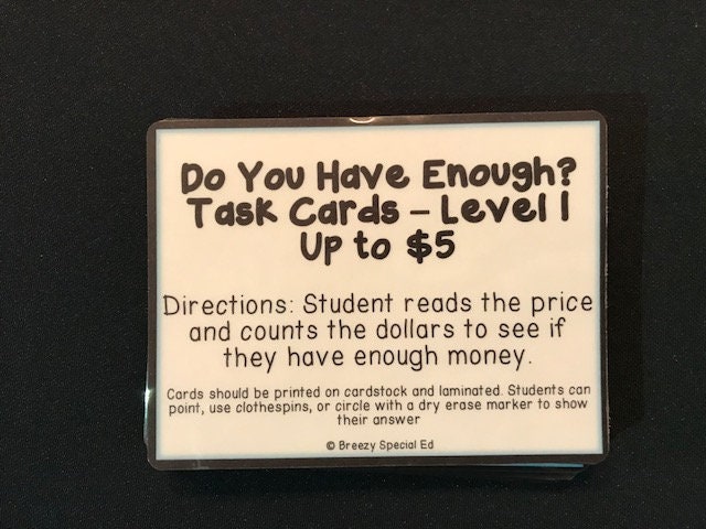 Do You Have Enough Money Money Math Task Cards for Special - Etsy