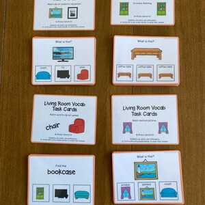 Living Room Vocabulary Life Skills Adaptive Booklet W Task Cards ...