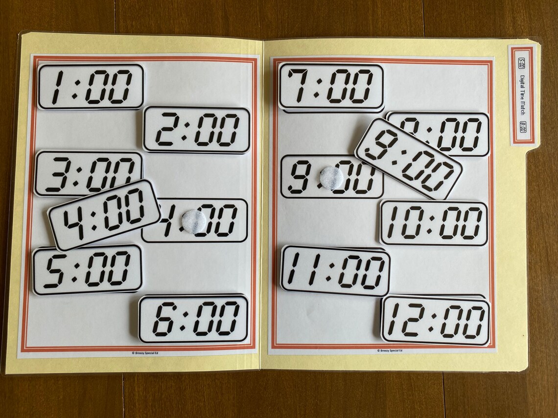 Telling Time File Folders for Special Education With Color | Etsy