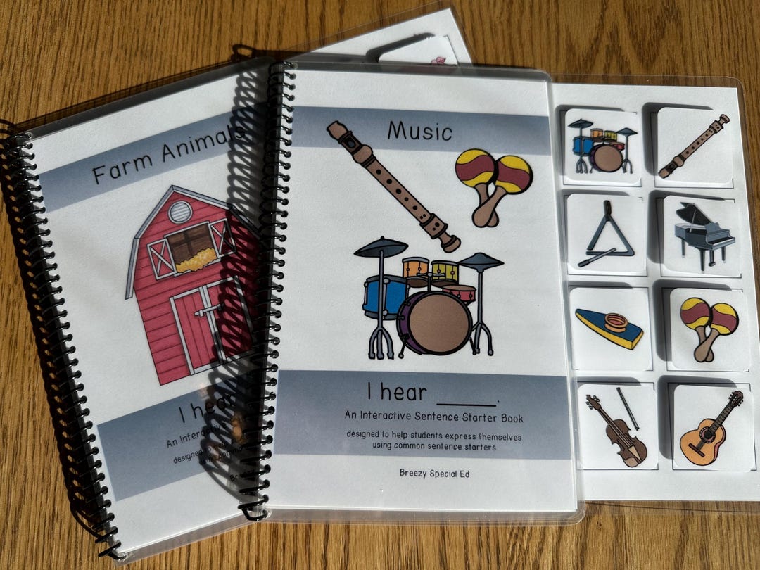 Farm Animals and Musical Instruments Sentence Starter Adapted Books (I ...