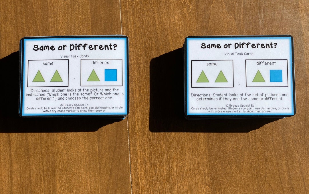 Same or Different Visual Task Cards (special Ed) - Etsy
