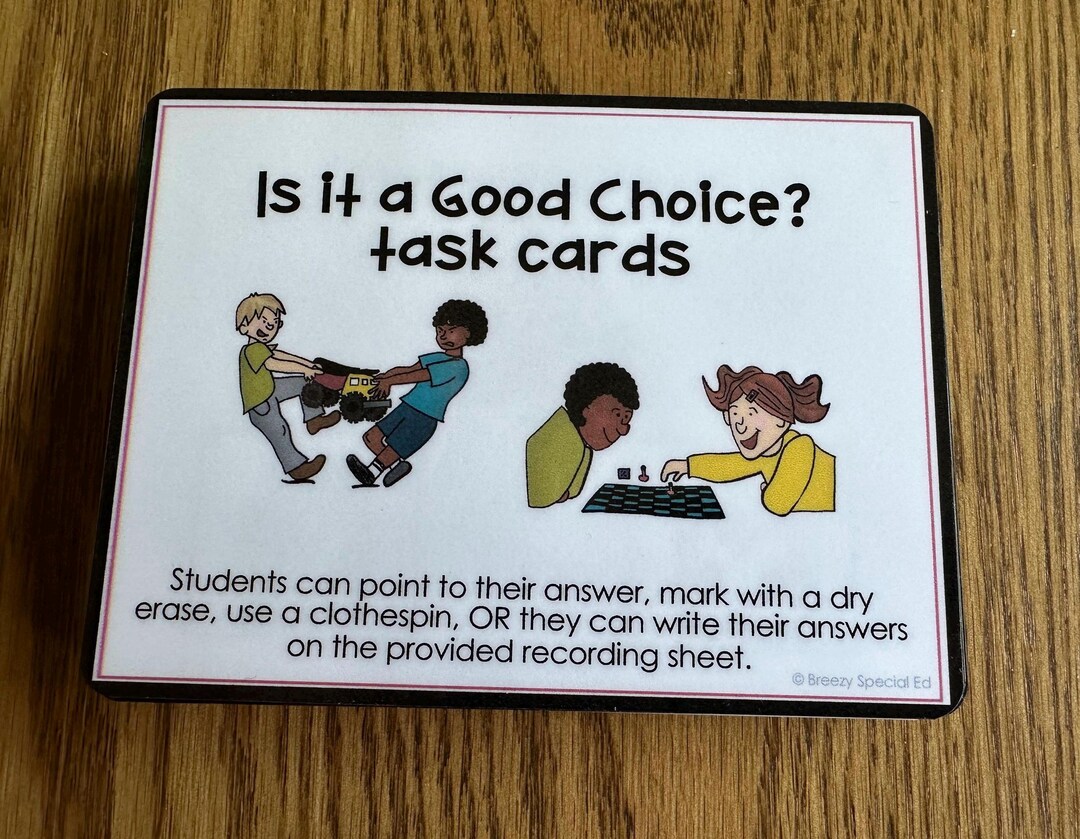 Is It a Good Choice? Behavior Task Cards for Autism and Special ...