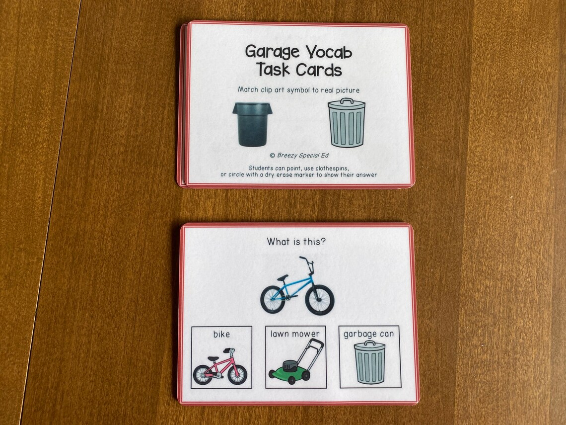 Garage Vocabulary Life Skills Adaptive Booklet W Task Cards | Etsy