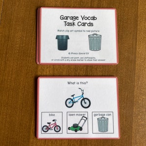 Garage Vocabulary Life Skills Adaptive Booklet W Task Cards (special Ed ...