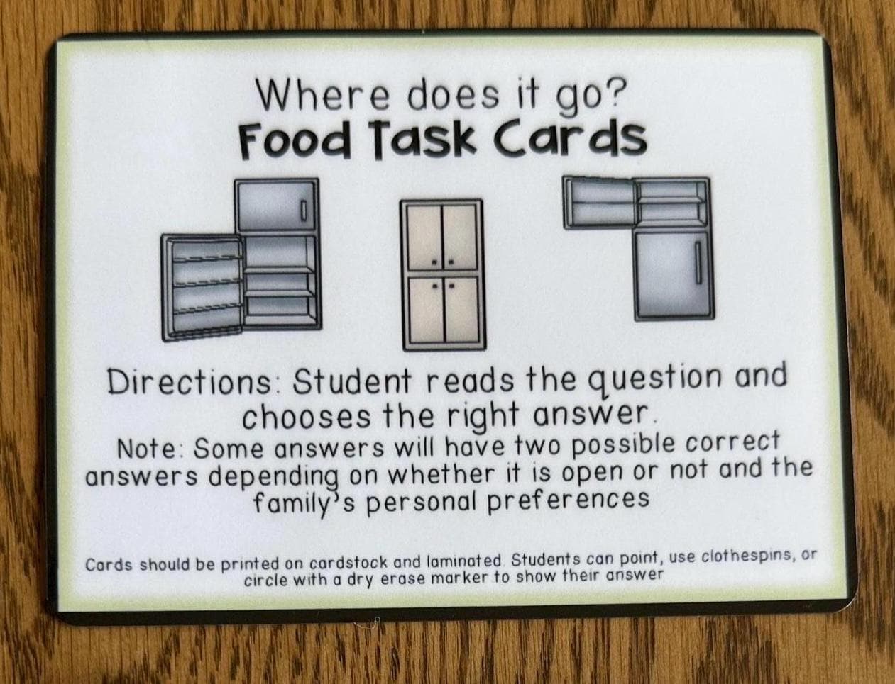 Visual Task Cards - Where Do We Store Food? - Etsy