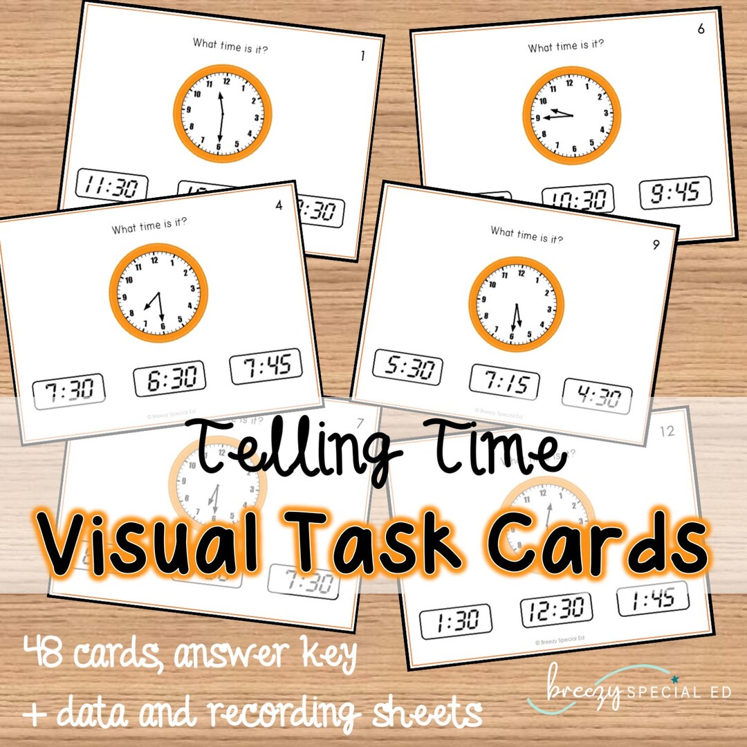 Telling Time Task Cards for Autism and Special Education - Etsy