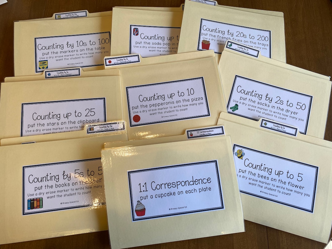 Counting File Folders for Special Education 9 Pk - Etsy