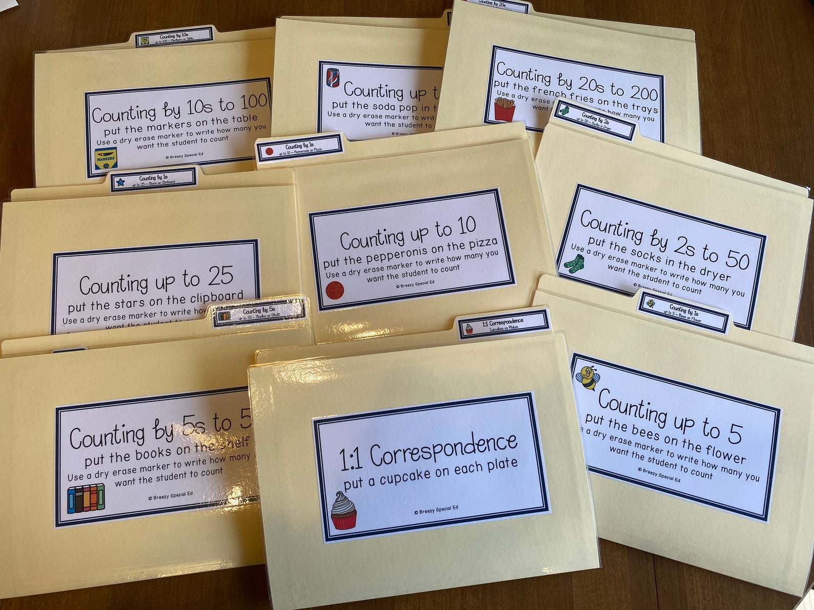 Counting File Folders for Special Education 9 Pk | Etsy