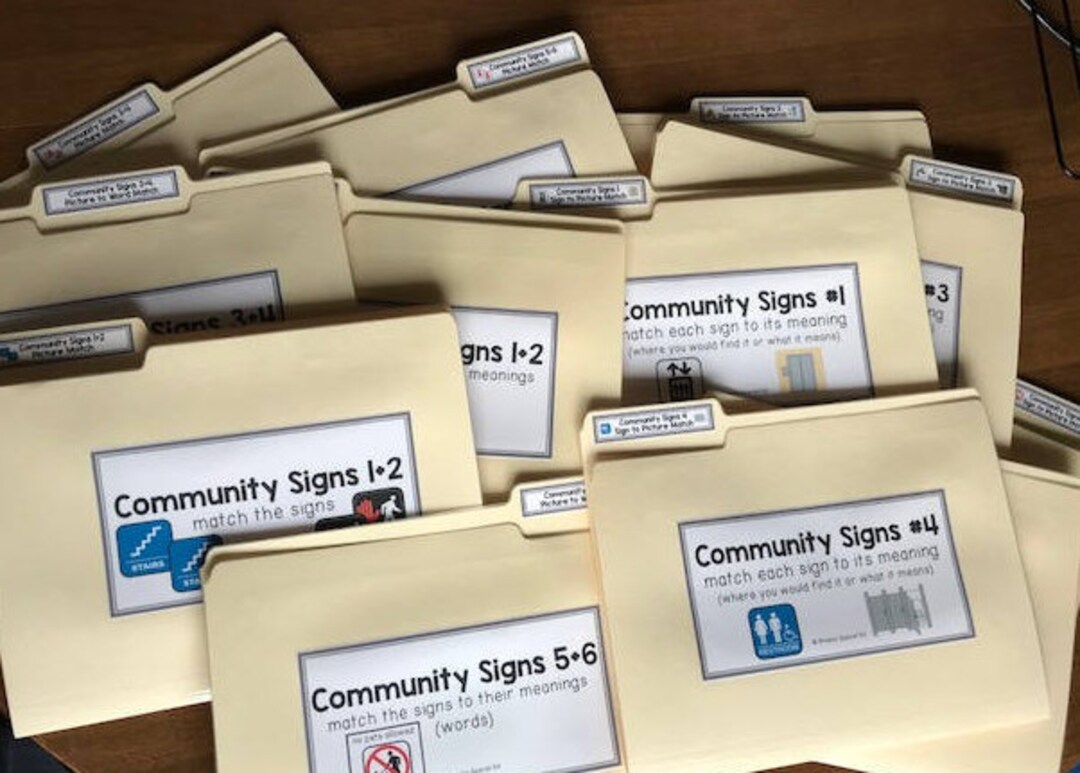 Community Signs File Folders ( 12 Pk ) for Special Education - Etsy