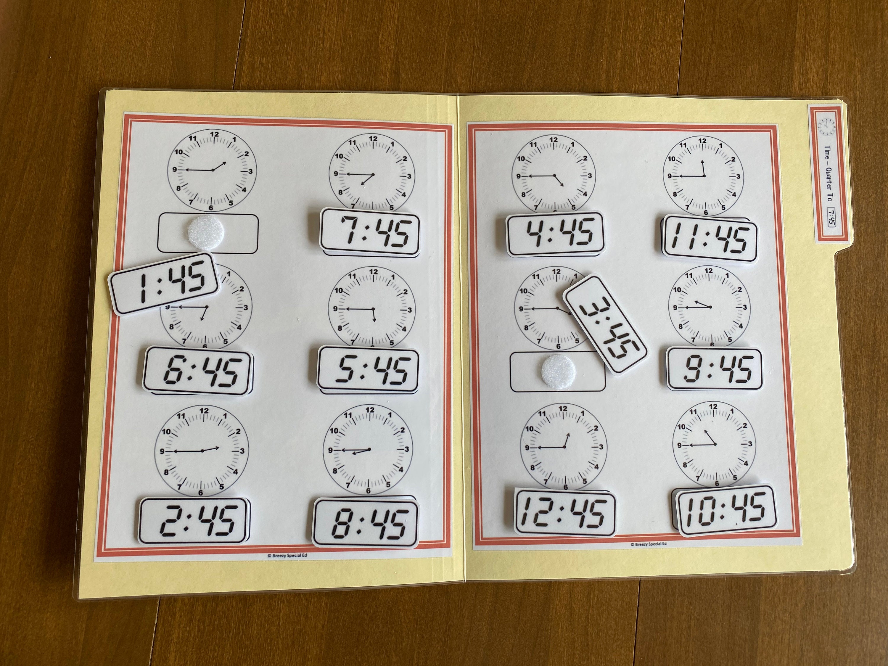Telling Time File Folders for Special Education With Color | Etsy