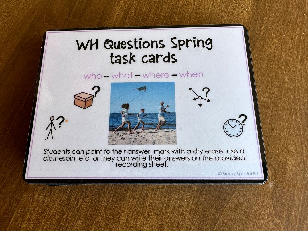 WH Questions Spring Task Cards for Autism and Special Education - Etsy