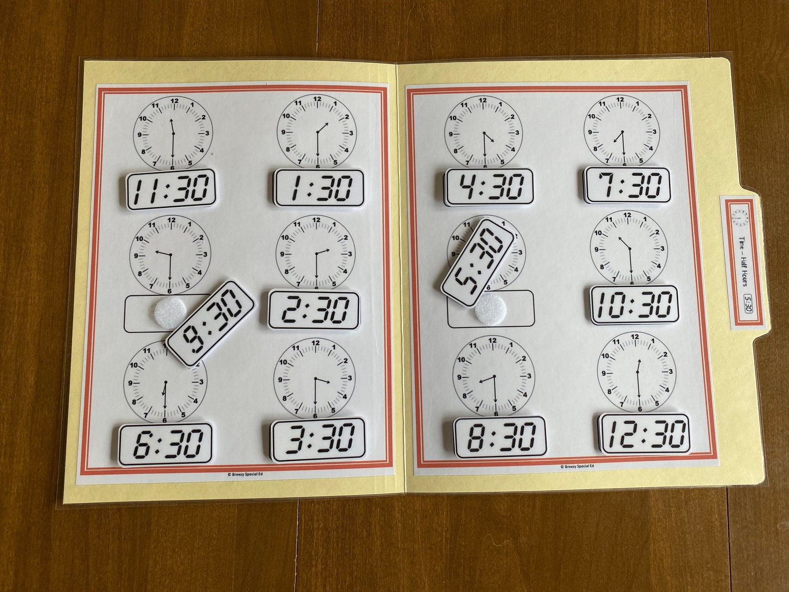 Telling Time File Folders for Special Education With Color | Etsy