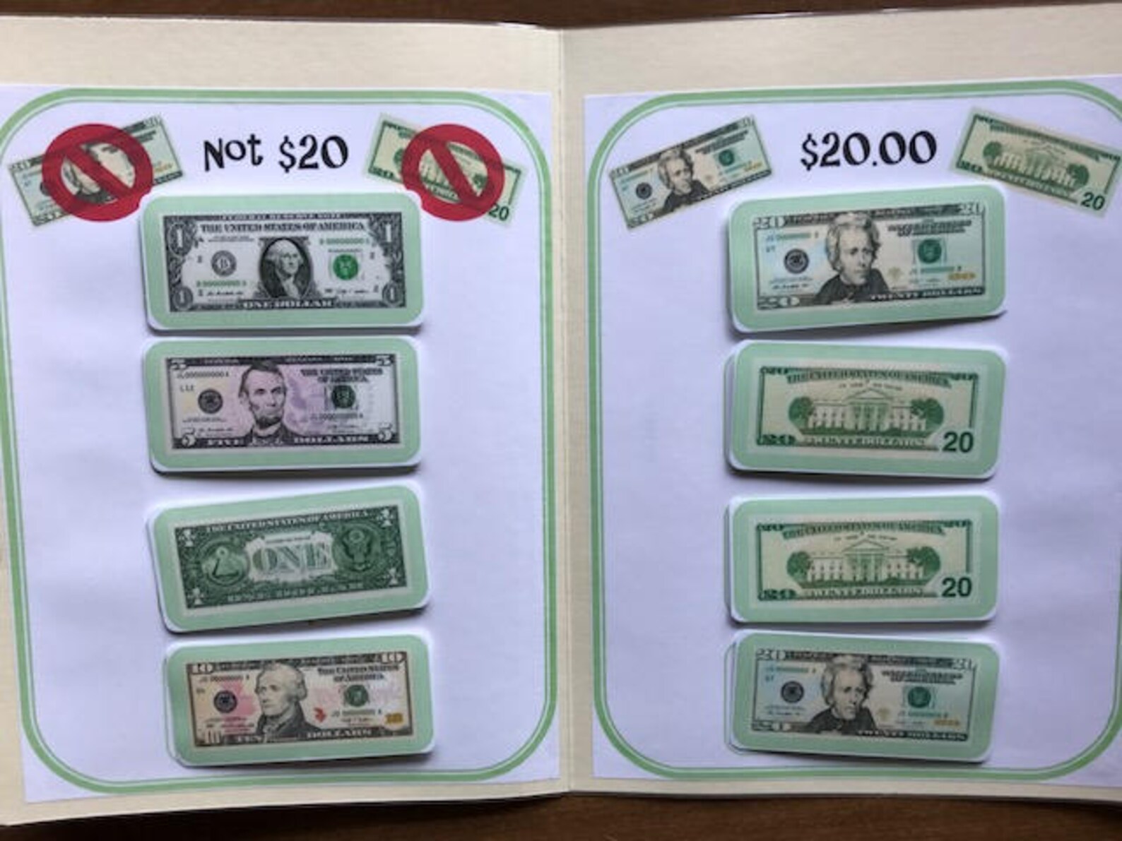 Money bills ID / Sorting File Folders for Special Education - Etsy