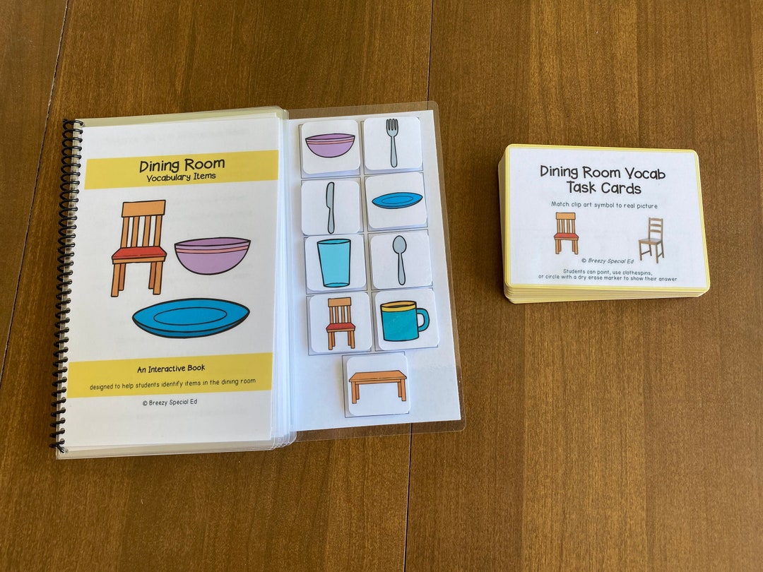 Dining Room Vocabulary Booklet and Task Cards (special Education and ...
