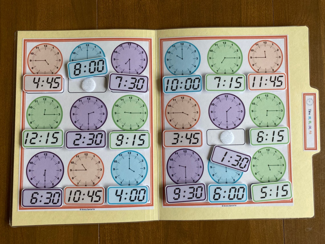Telling Time File Folders for Special Education With Color | Etsy