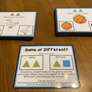 Same or Different Visual Task Cards (special Ed) - Etsy