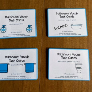 Bathroom Vocabulary Life Skills Adaptive Booklet W Task Cards (special ...