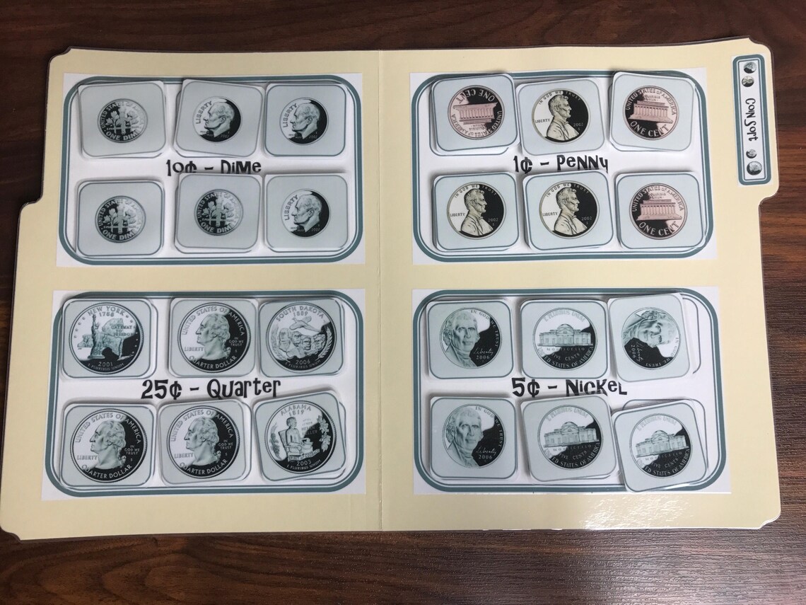 Coin Identification Money Math File Folders for Special - Etsy