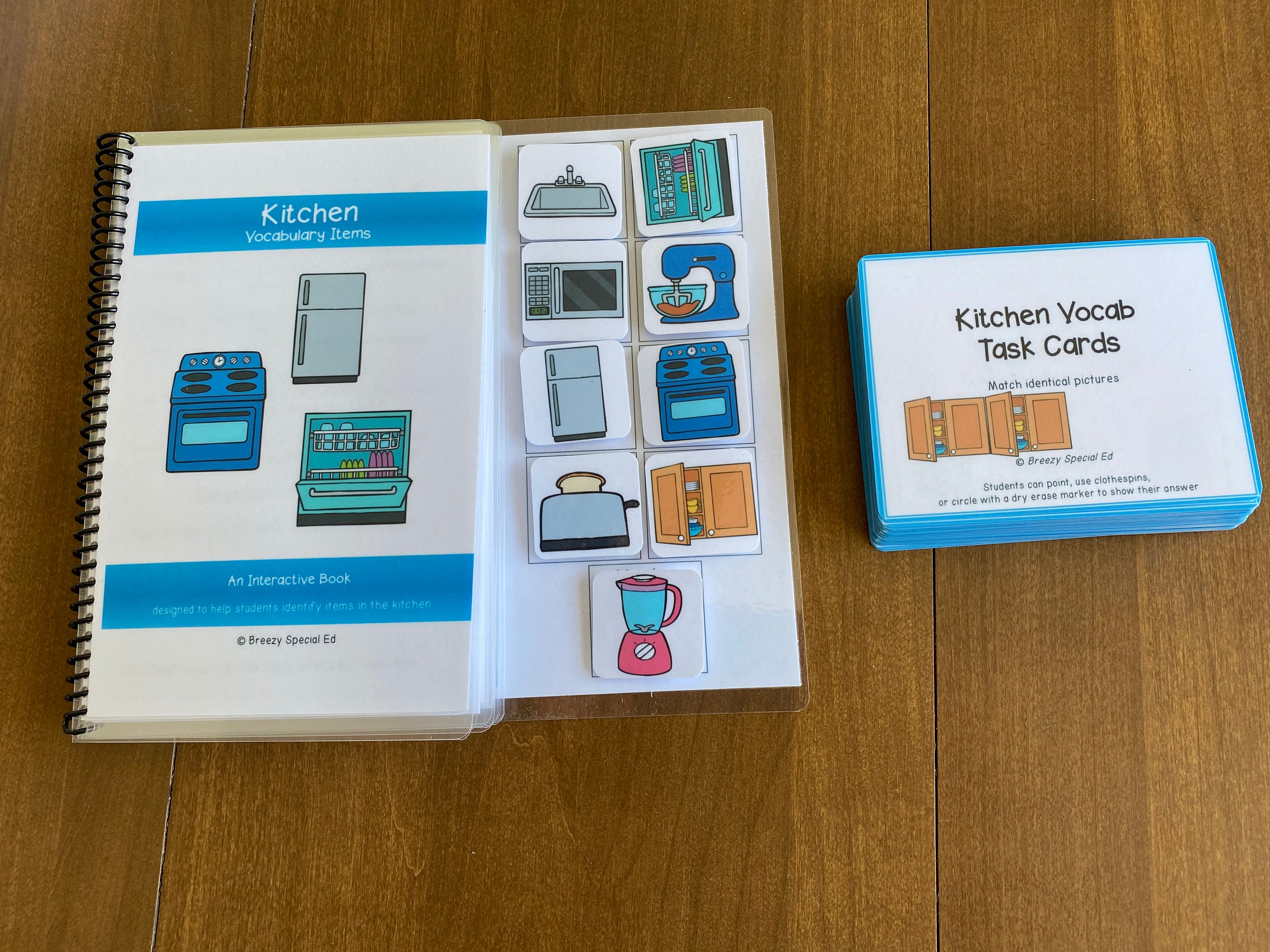 Kitchen Vocabulary Life Skills Adaptive Booklet W Task Cards (special ...