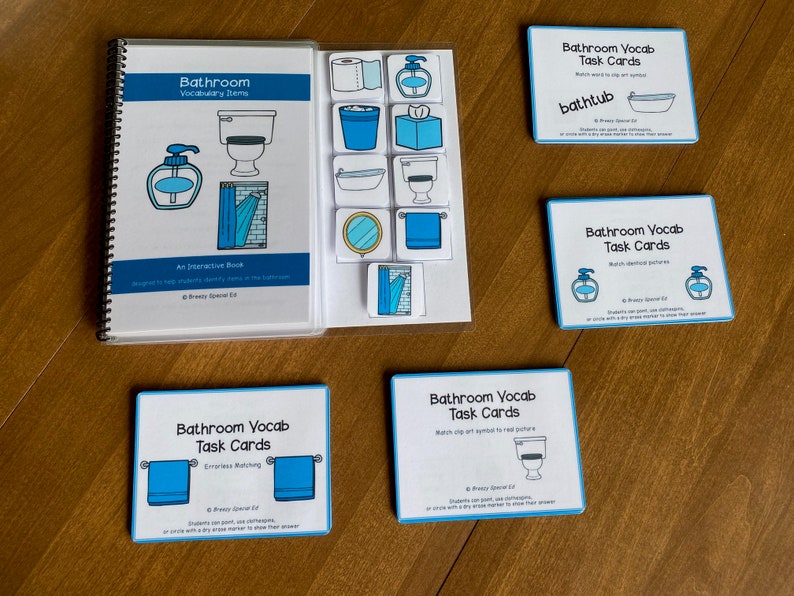 Bathroom Vocabulary Life Skills Adaptive Booklet W Task Cards - Etsy