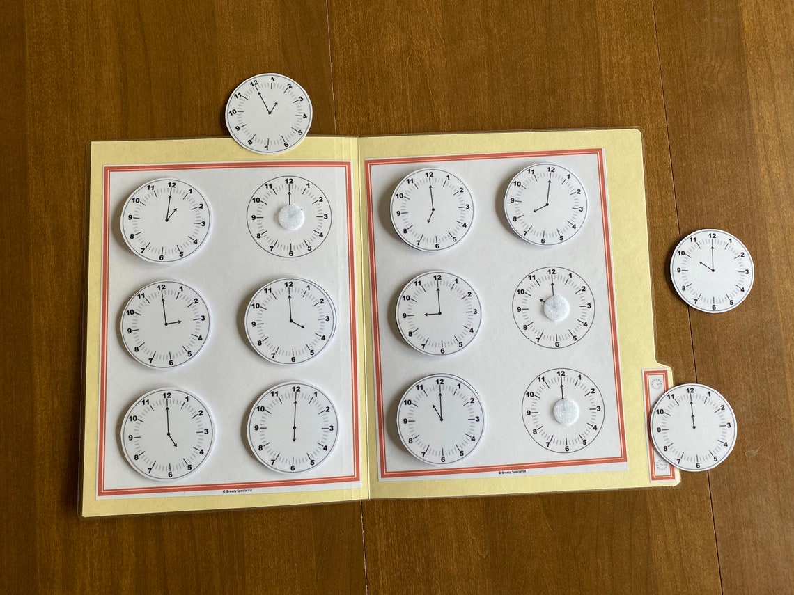 Telling Time File Folders for Special Education With Color | Etsy