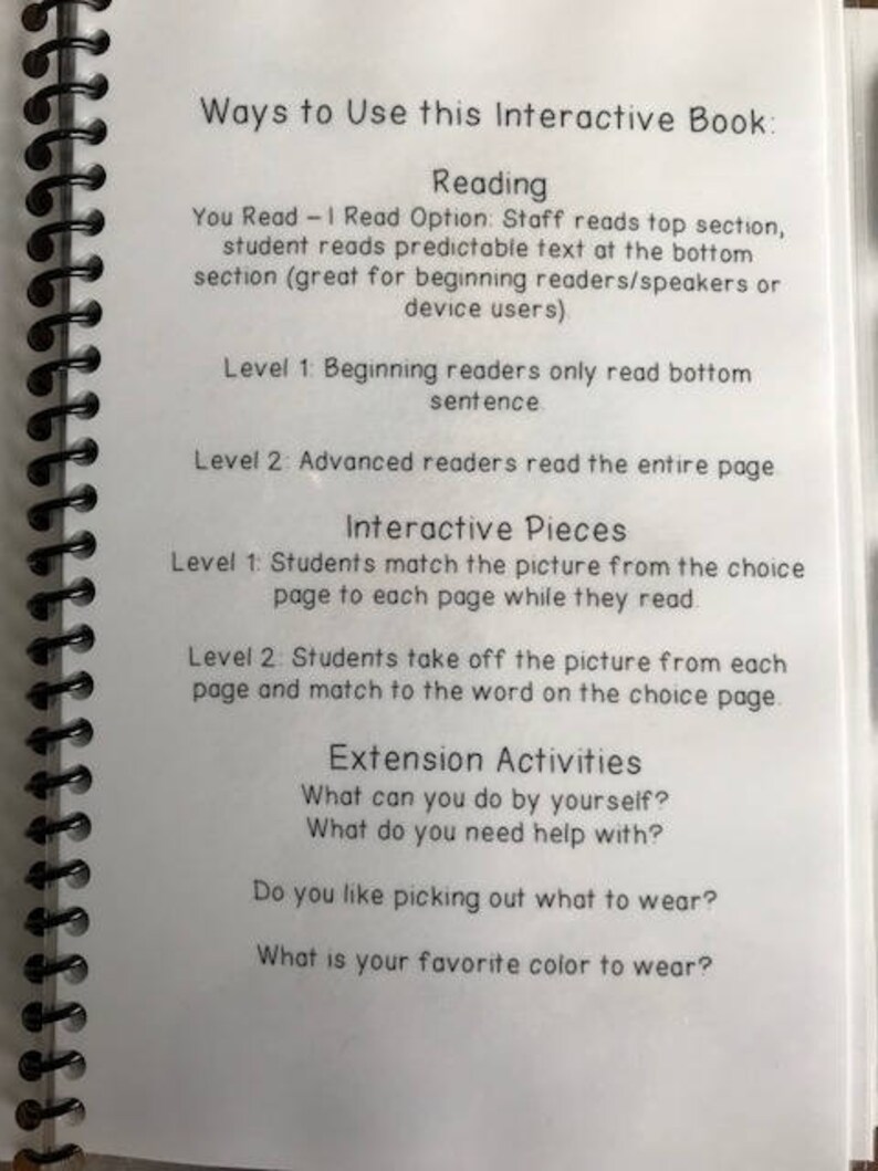 Morning Routine and Getting Dressed Interactive/adapted Books - Etsy