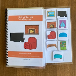 Living Room Vocabulary Life Skills Adaptive Booklet W Task Cards ...