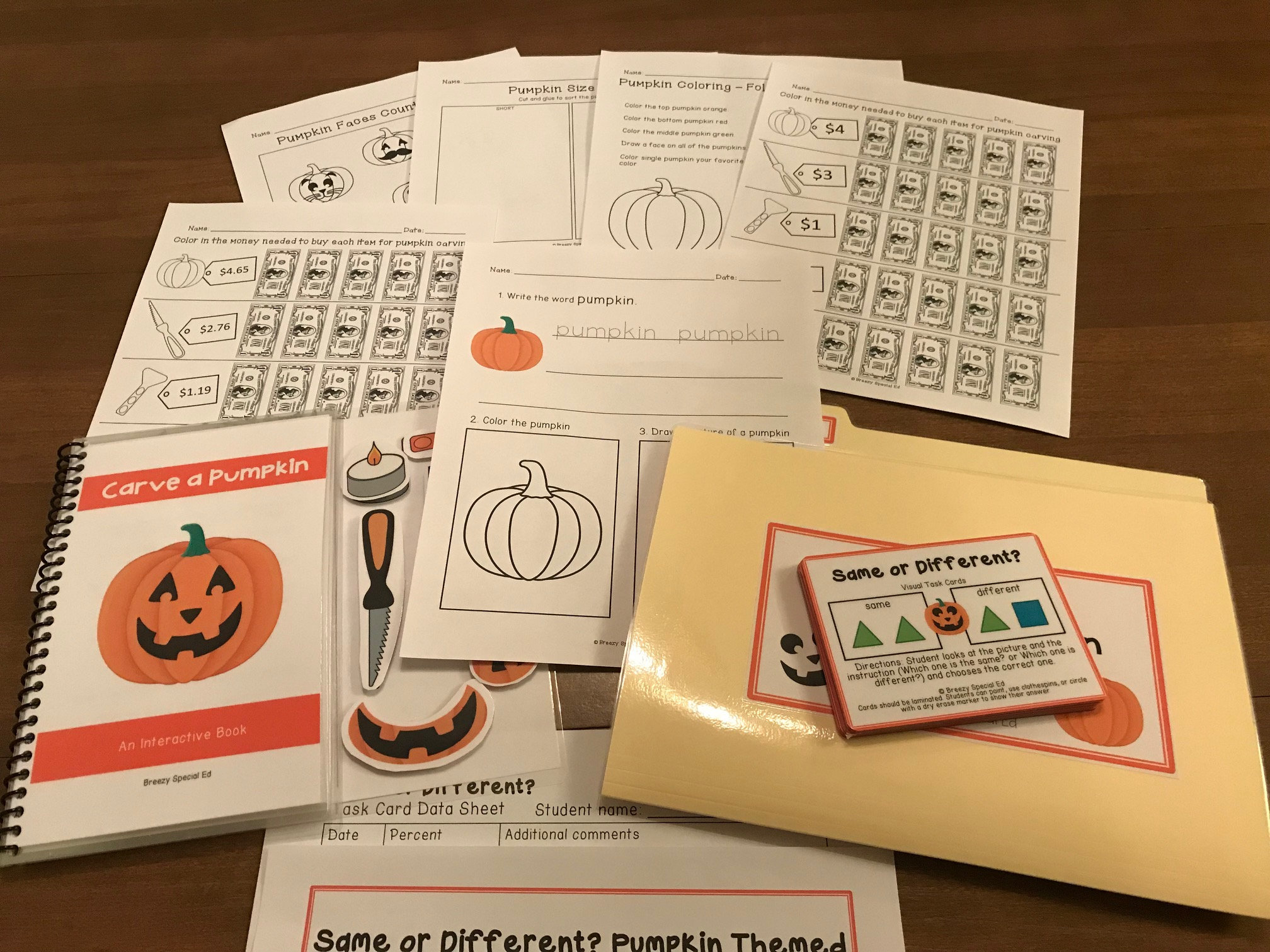Pumpkin Jack-o-lantern Adapted Book Task Cards and MORE for - Etsy