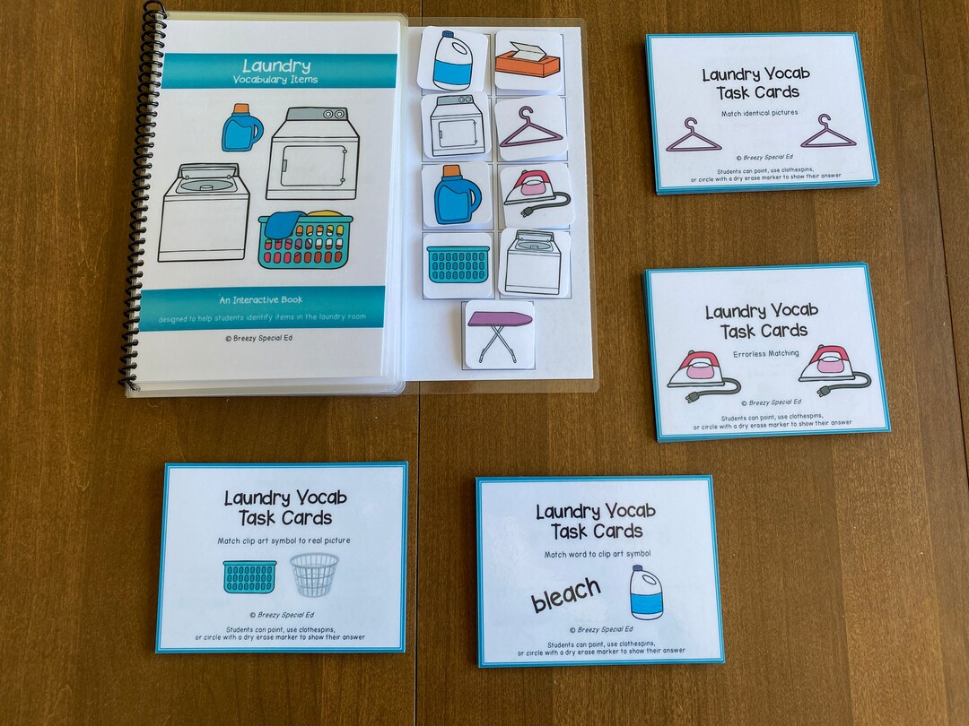 Laundry Vocabulary Life Skills Adaptive Booklet W Task Cards special Ed ...