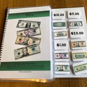 Money Bills/coins ID Adapted Books for Special Education - Etsy