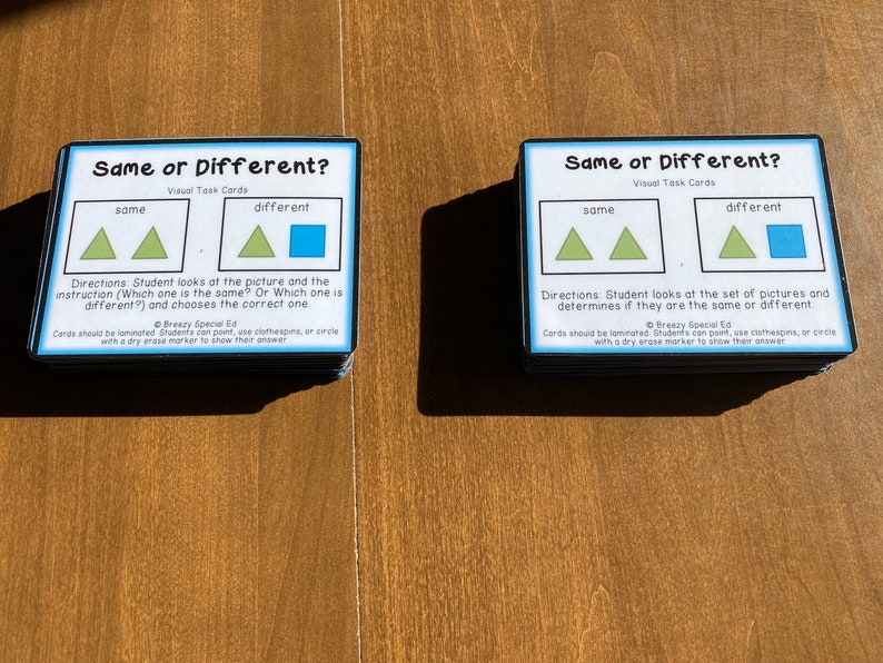 Same or Different Visual Task Cards special Ed - Etsy