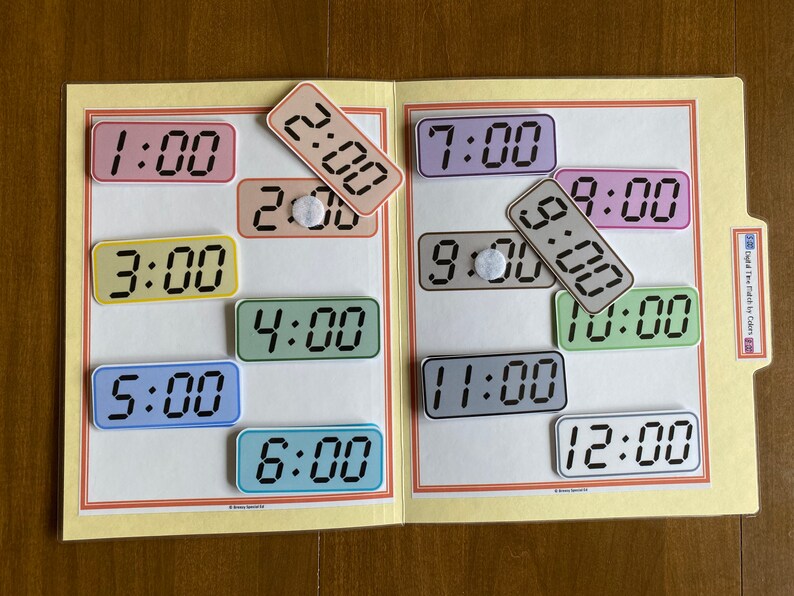Telling Time File Folders for Special Education With Color Support (10 ...