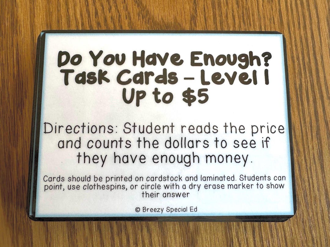 Do You Have Enough Money? Money Math Task Cards for Special Education ...