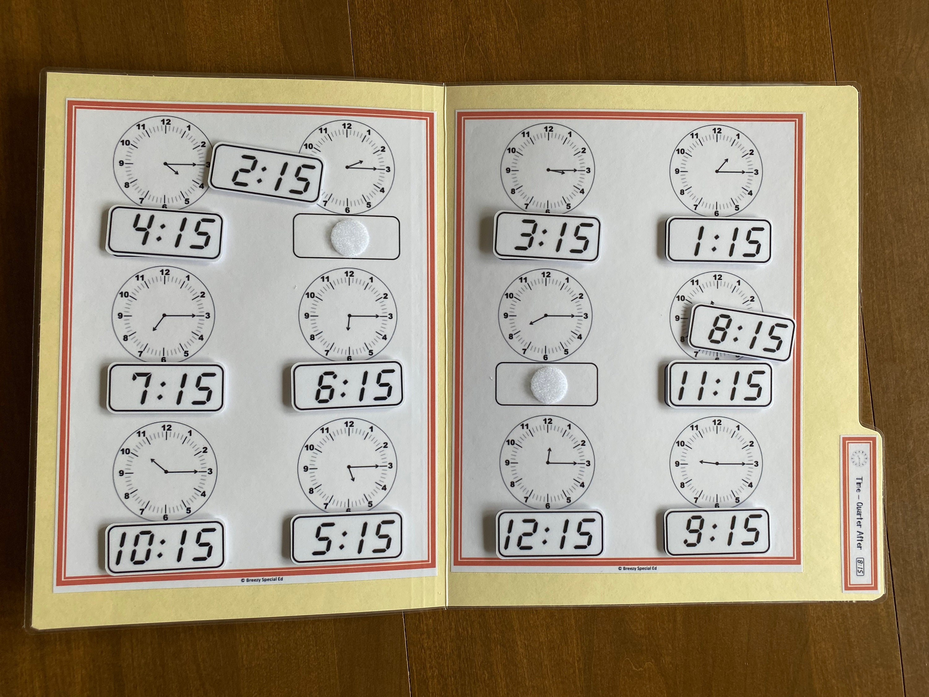 Telling Time File Folders for Special Education With Color | Etsy