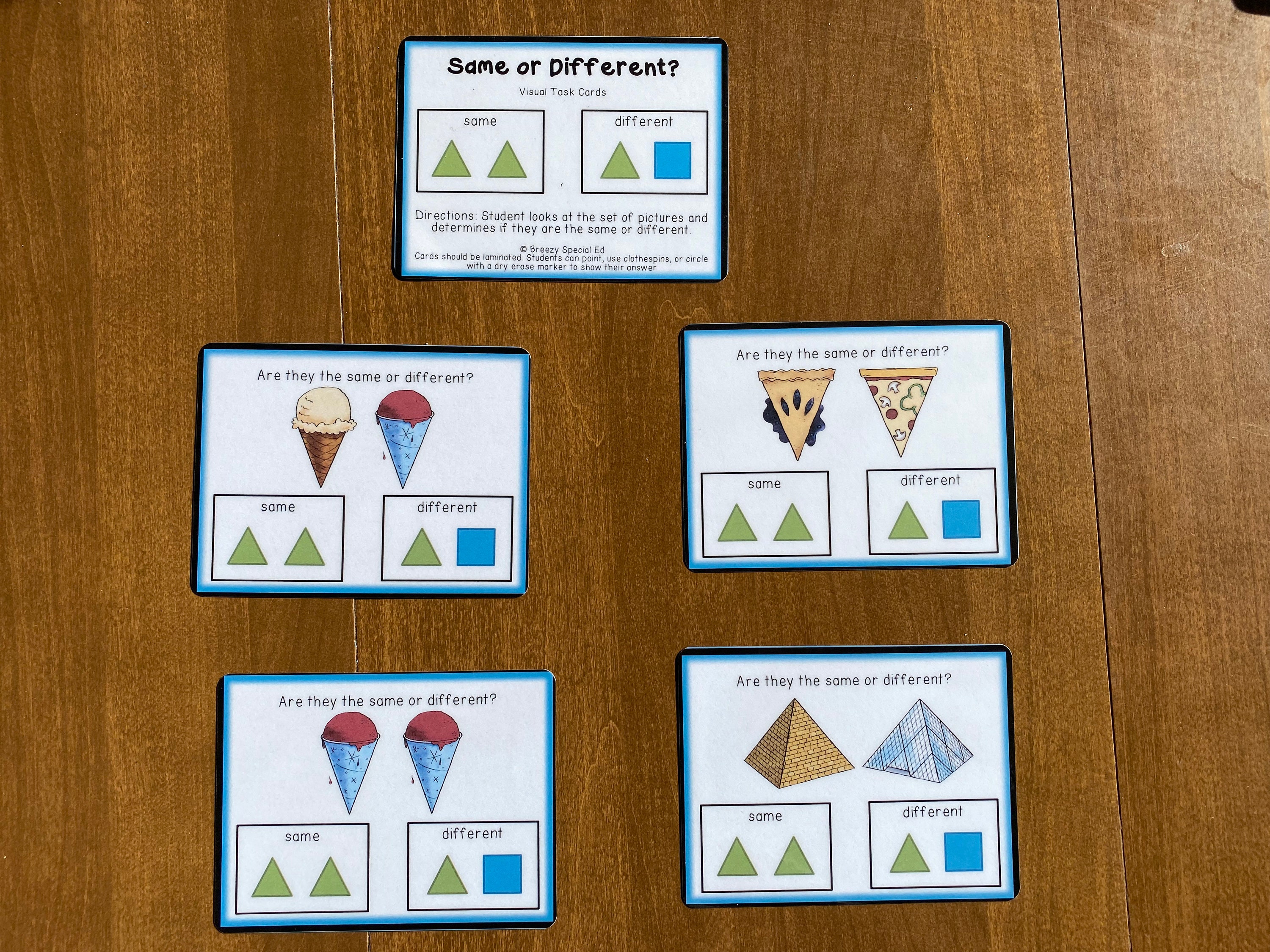 Same or Different Visual Task Cards (special Ed) - Etsy