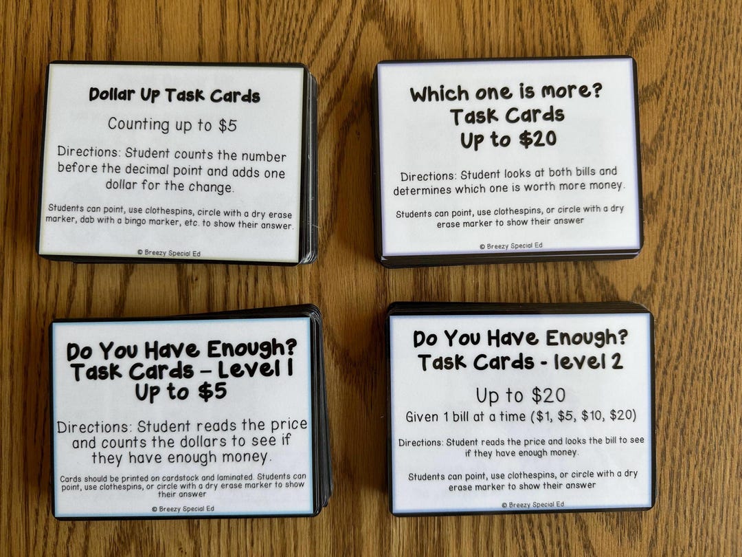Money Math Task Card Bundle (special Education) - Etsy