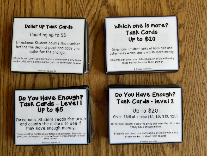 Money Math Task Card Bundle (special Education) - Etsy