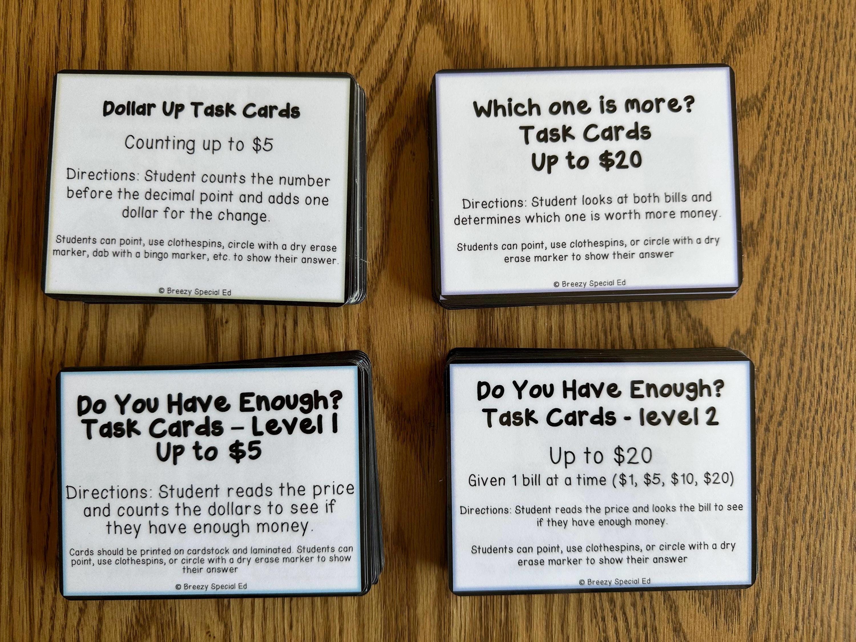 Money Math Task Card Bundle (special Education) - Etsy