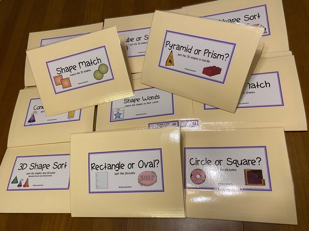 Shape Sorting File Folder Games: Early & Special Education (11pk) - Etsy