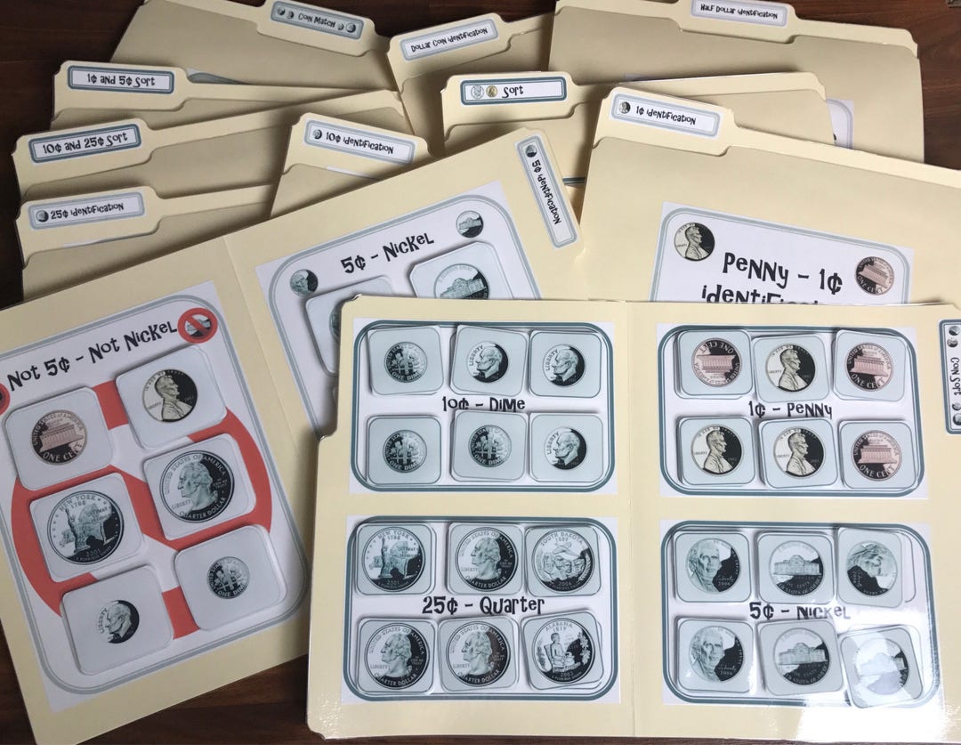 Coin Identification Money Math File Folders for Special Education (US ...