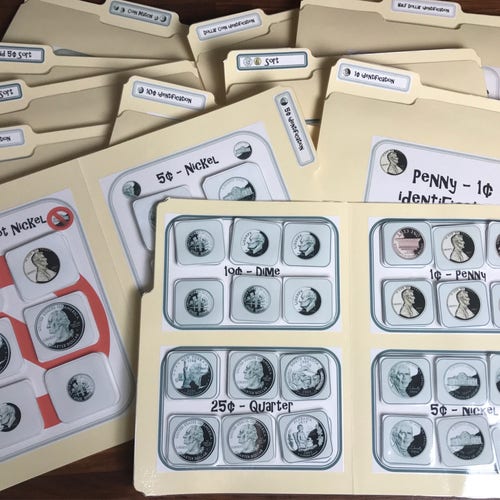 Coin Identification Money Math File Folders for Special - Etsy