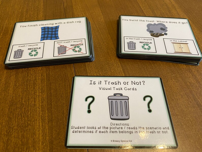 Trash or Not? Life Skill Visual Task Cards for Special Education - Etsy
